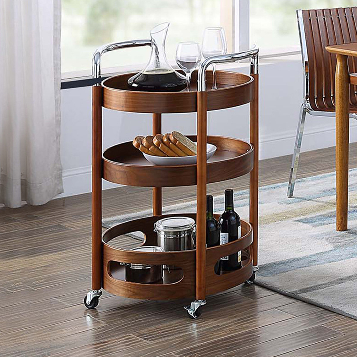 Hokku Designs 27.17" Brown Solid Wood Mobile Bar Cart - Wayfair Canada